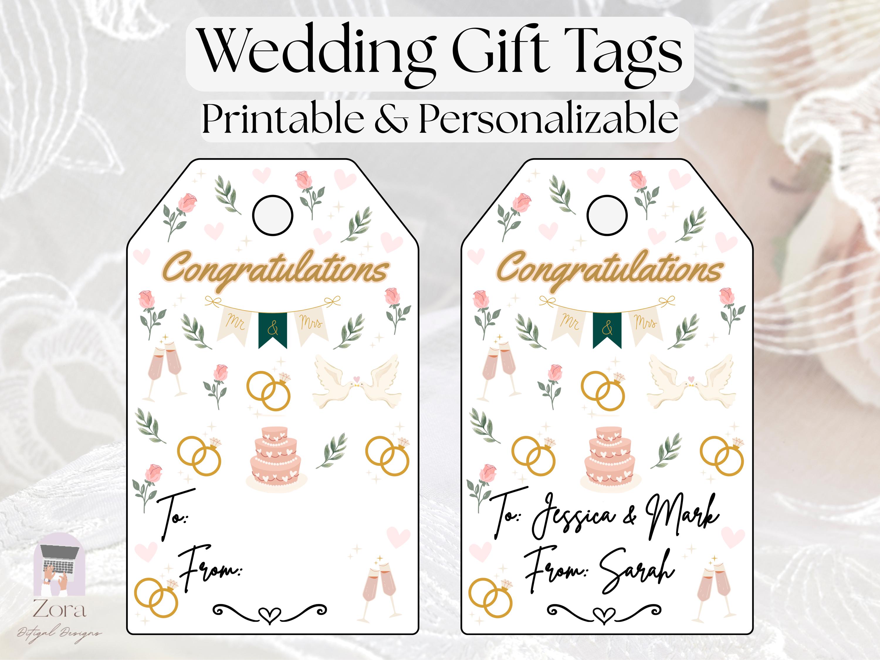 Printable Wedding Gift Tags, Digital Download Wedding Labels ...