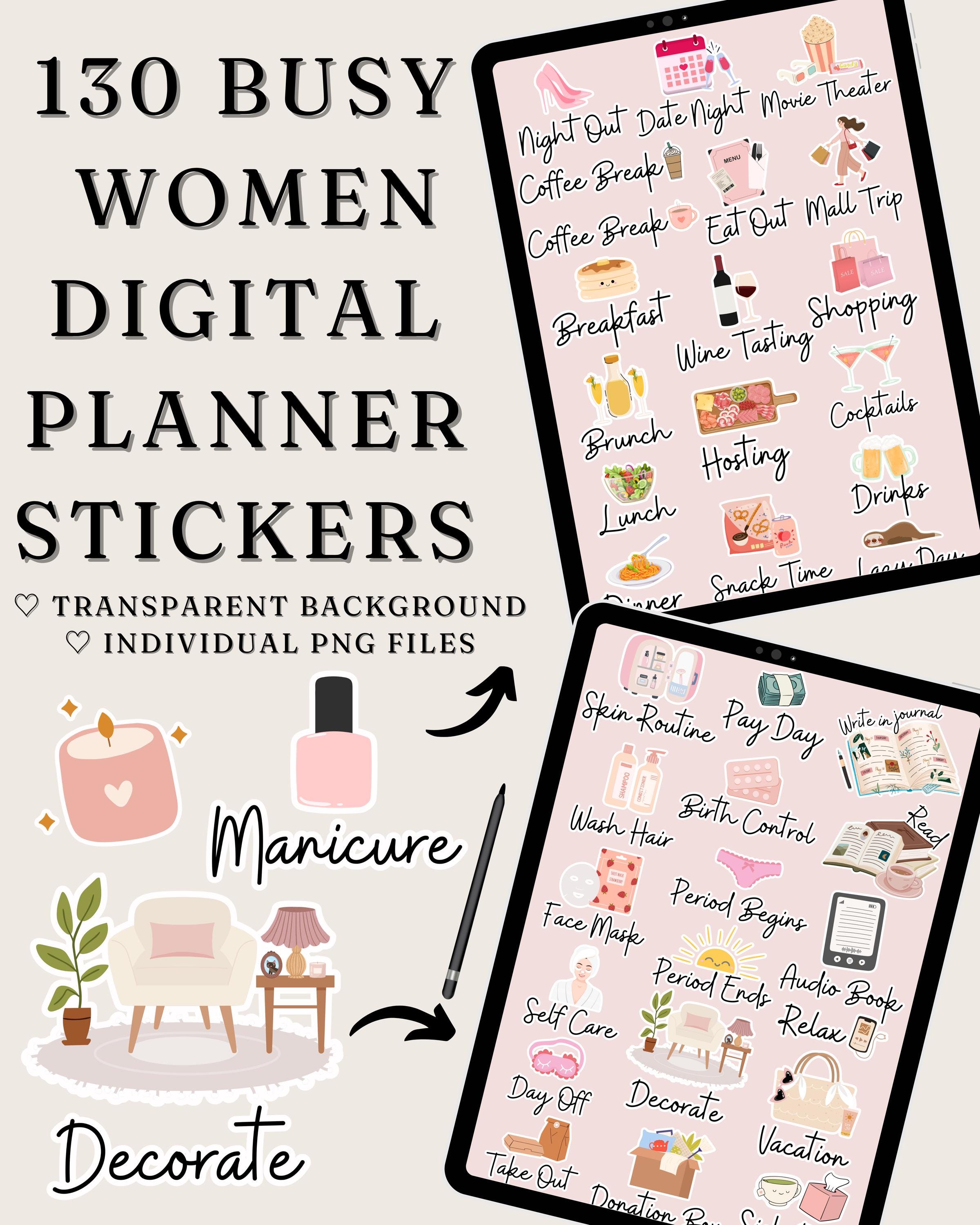 Busy Women Digital Stickers for Planner, PNG Bundle, Digital Planner ...