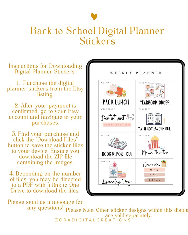 Back to School Stickers for Planner, Stickers Bundle, Digital Planner ...