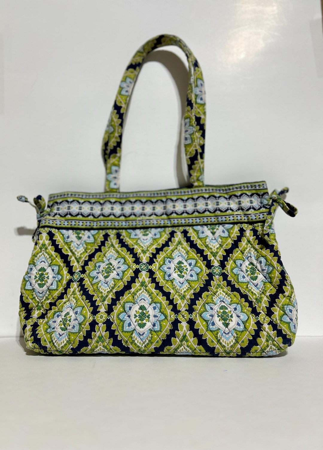 Vera Bradley Cambridge Bag: Green Blue Floral Purse, Retired Pattern - Etsy