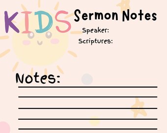 Sermon Notes for Kids - Etsy