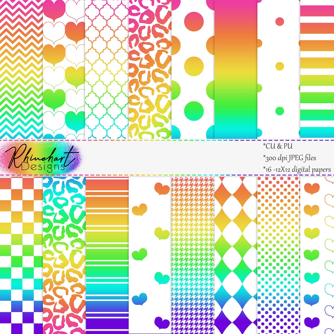 Rainbow Bright 12X12 High Quality Digital Paper Printable - Etsy UK