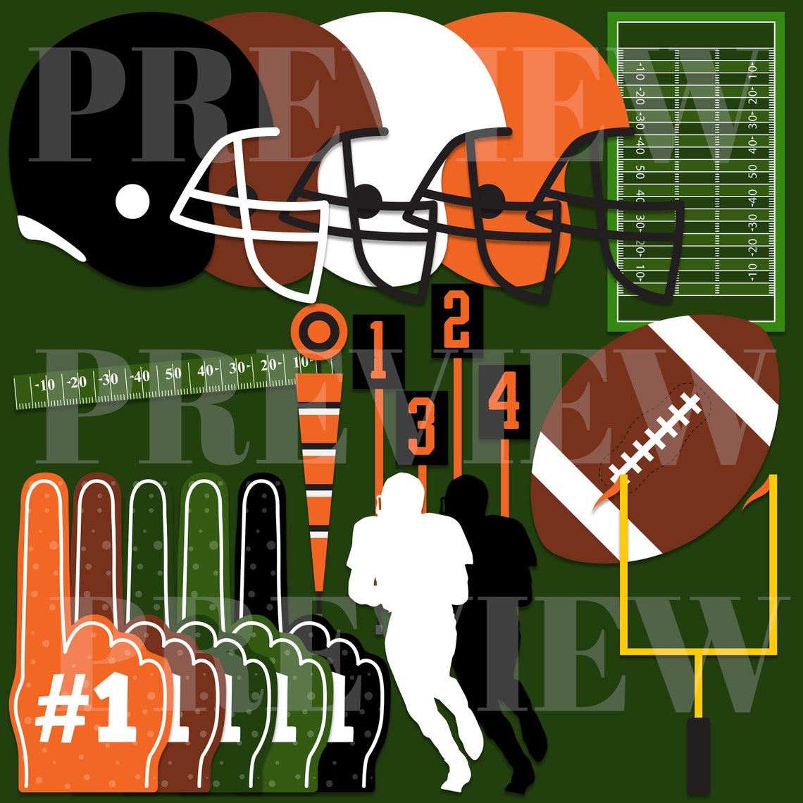 45 American Football Sports Digital Papers and 20 Clip Art | Etsy