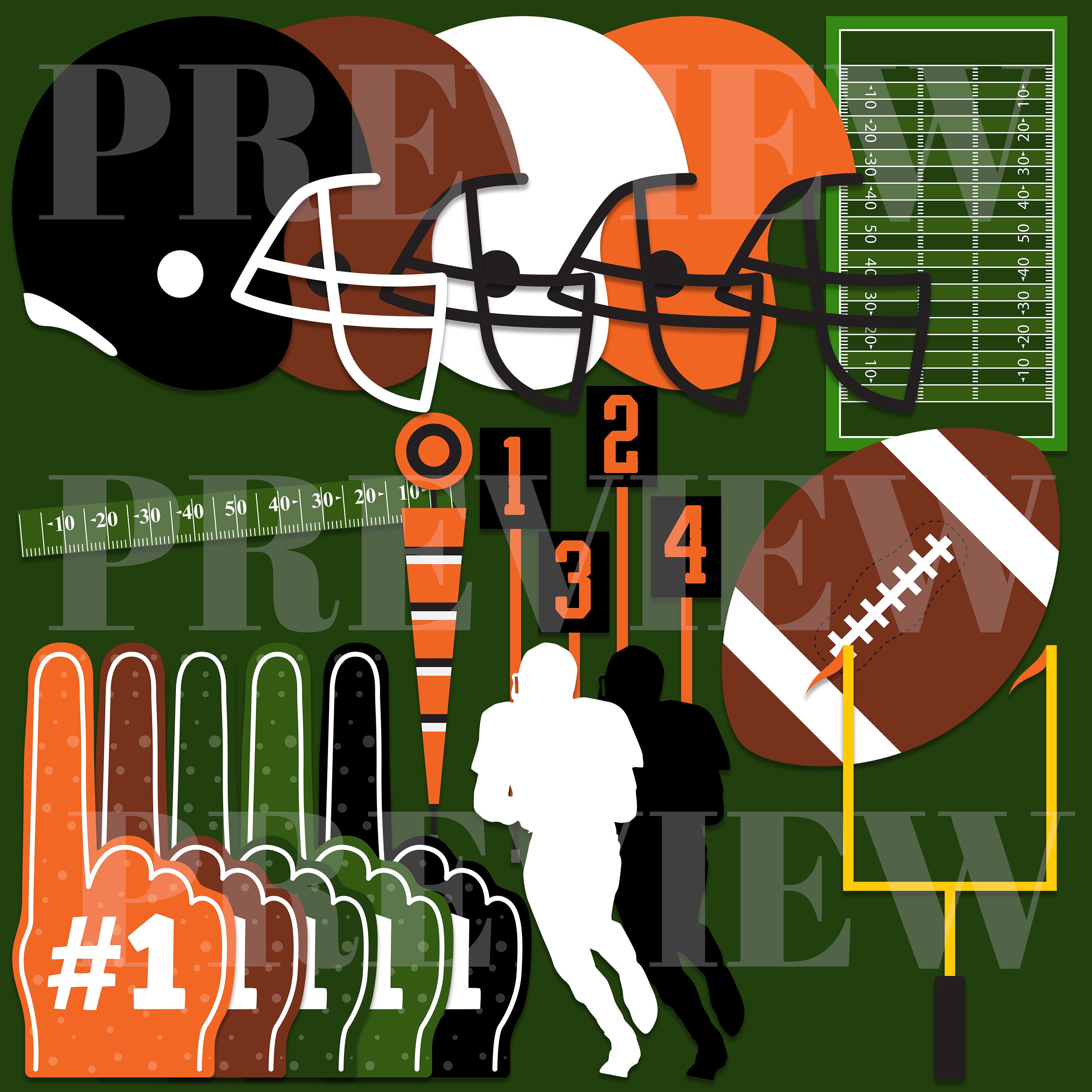 45 American Football Sports Digital Papers and 20 Clip Art | Etsy