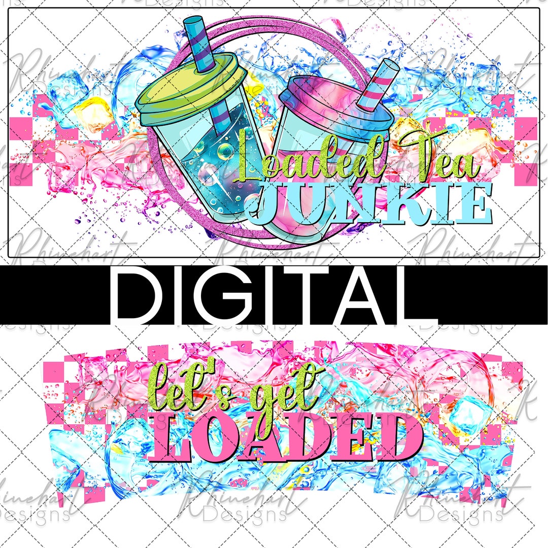 Loaded Tea Junkie 40 Oz Tumbler Template, Checkered, Pink, Blue, Get ...