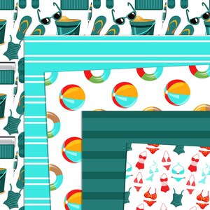 Lake Day - Fishing, Swimming, Camp Fire, 36 Digital Paper Pack, Sand ...