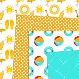 Lake Day - Fishing, Swimming, Camp Fire, 36 Digital Paper Pack, Sand ...