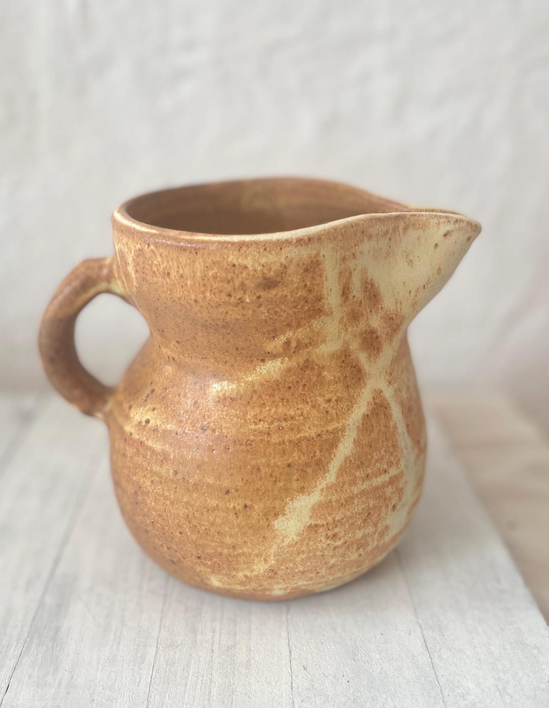 Handmade Stoneware Pitcher-rustic Pottery Pitcher- Wheel Thrown Ceramic ...