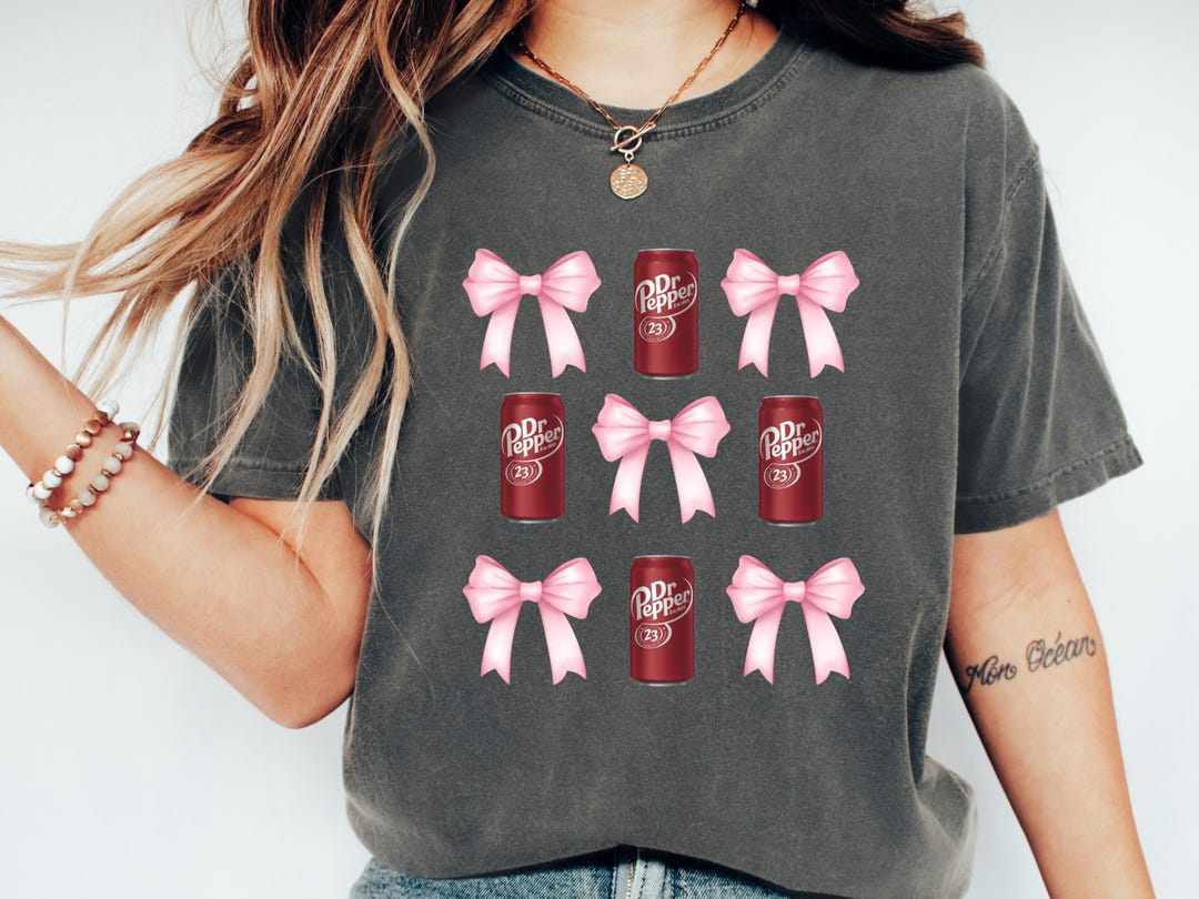 Pink Bow Coquette Dr Pepper Sweatshirt, Cute Pink Soda Drink Shirt, Dr ...