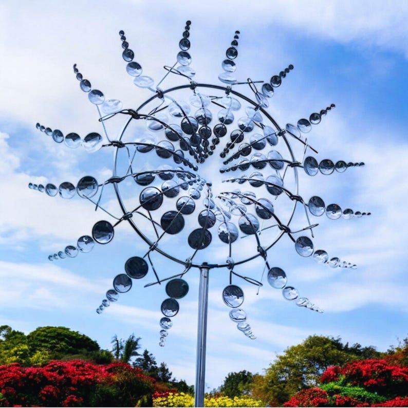 Magical Windmill Garden Decor Kinetic Metal Windmill Windspinner 3D ...