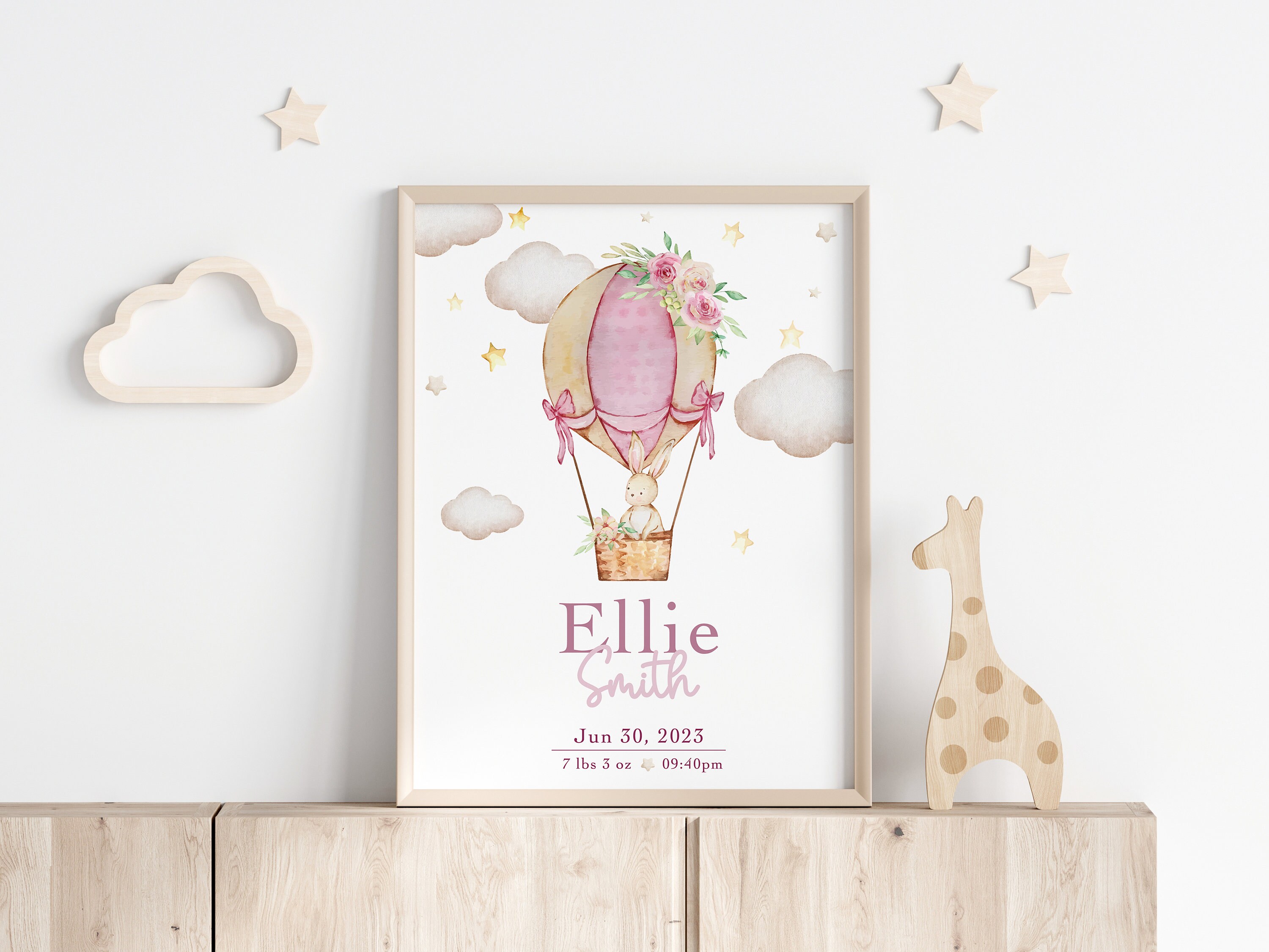 Baby Birth Status Poster Digital, Baby Girl Gift Digital, Baby Shower ...
