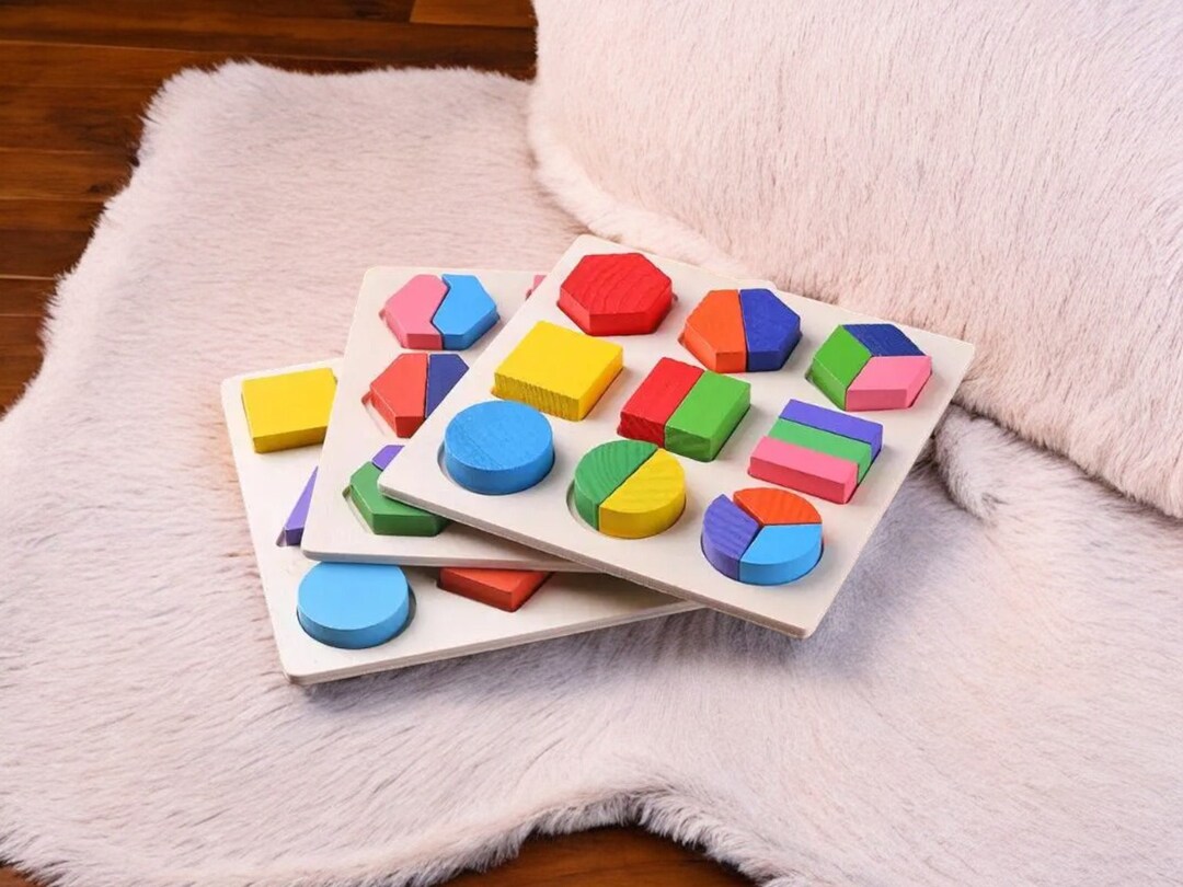 Wooden Toy Kids Block Game - Geometric Pattern Neural Development Task ...