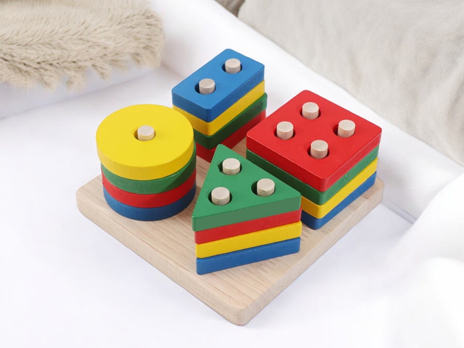 Wooden Educational Matching Kids Game - Sorting Blocks Geometric ...