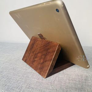 Handcrafted Walnut Wood Tablet Stand, Minimalist Laptop Holder, Sturdy ...