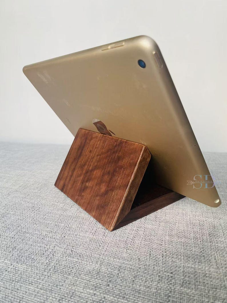 Handcrafted Walnut Wood Tablet Stand, Minimalist Laptop Holder, Sturdy ...