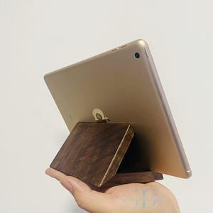 Handcrafted Walnut Wood Tablet Stand, Minimalist Laptop Holder, Sturdy ...