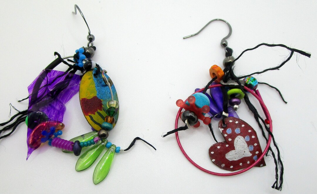 Mara, Handpainted Charms, Hoops, Red, Blue, Green, Turquoise, Purple ...