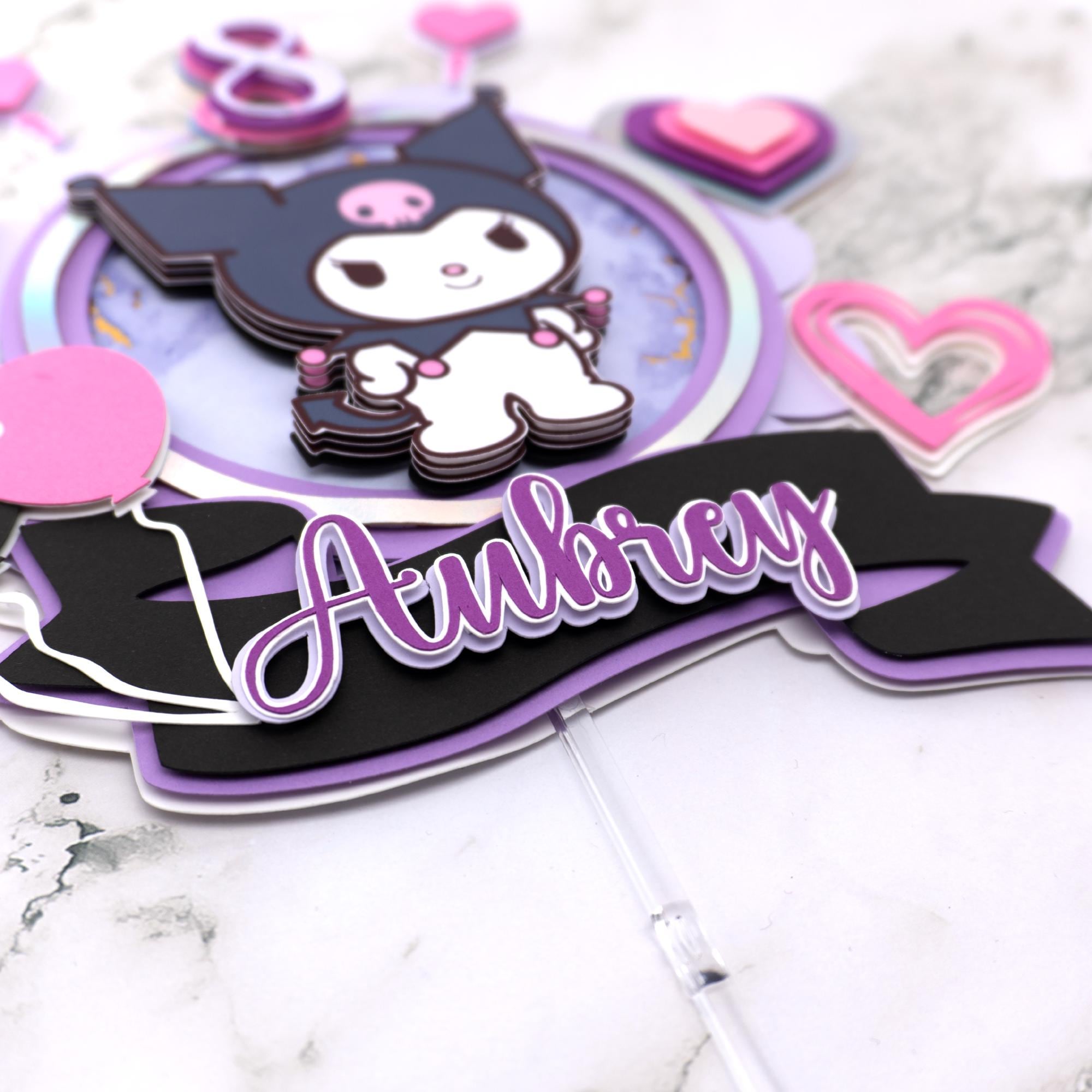 Custom Kuromi Cake Topper - Any Name and Age - Kuromi Topper - Cupcake ...