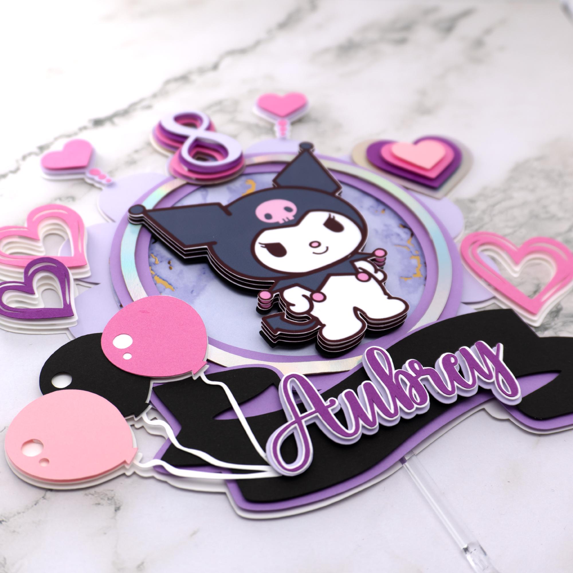 Custom Kuromi Cake Topper - Any Name and Age - Kuromi Topper - Cupcake ...