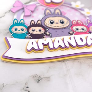 Cute Labu Monster Cake Topper - Custom Name & Age - 3D Party Decoration ...