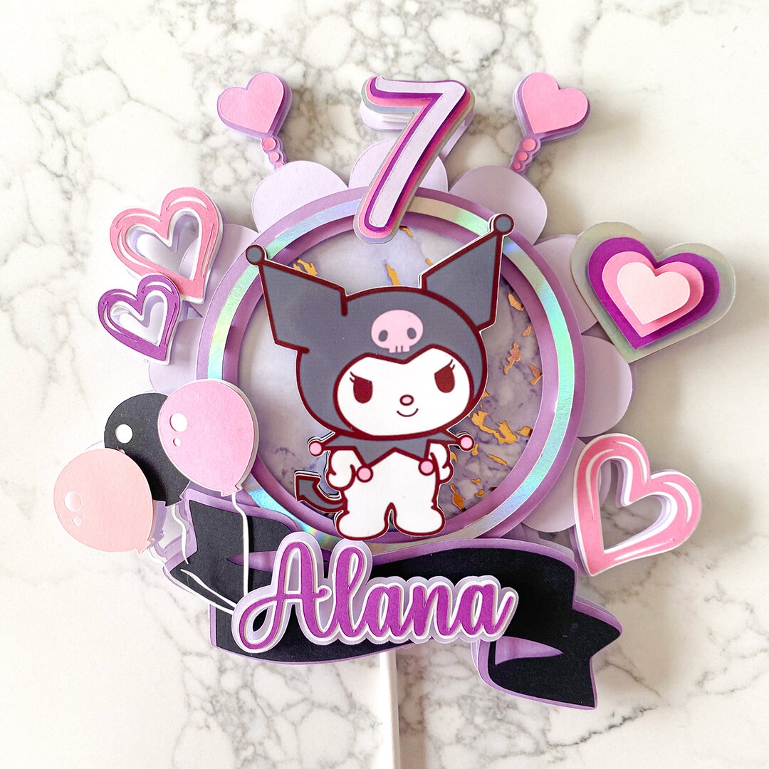 Custom Kuromi Cake Topper Any Name and Age Kuromi Topper Cupcake Topper ...