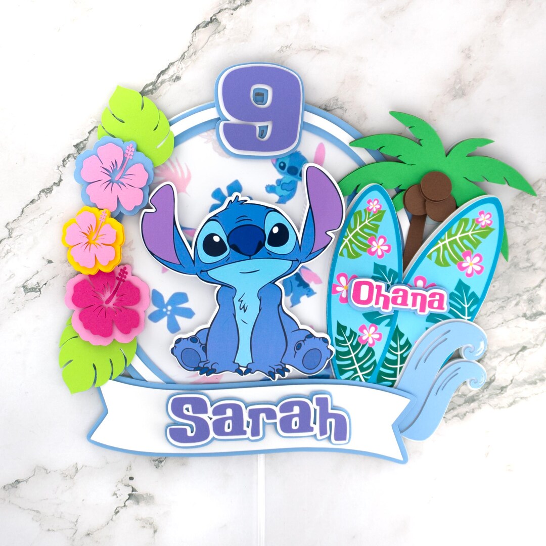 Blue Hawaiian Alien Cake Topper - Custom Name & Age - 3D Birthday ...