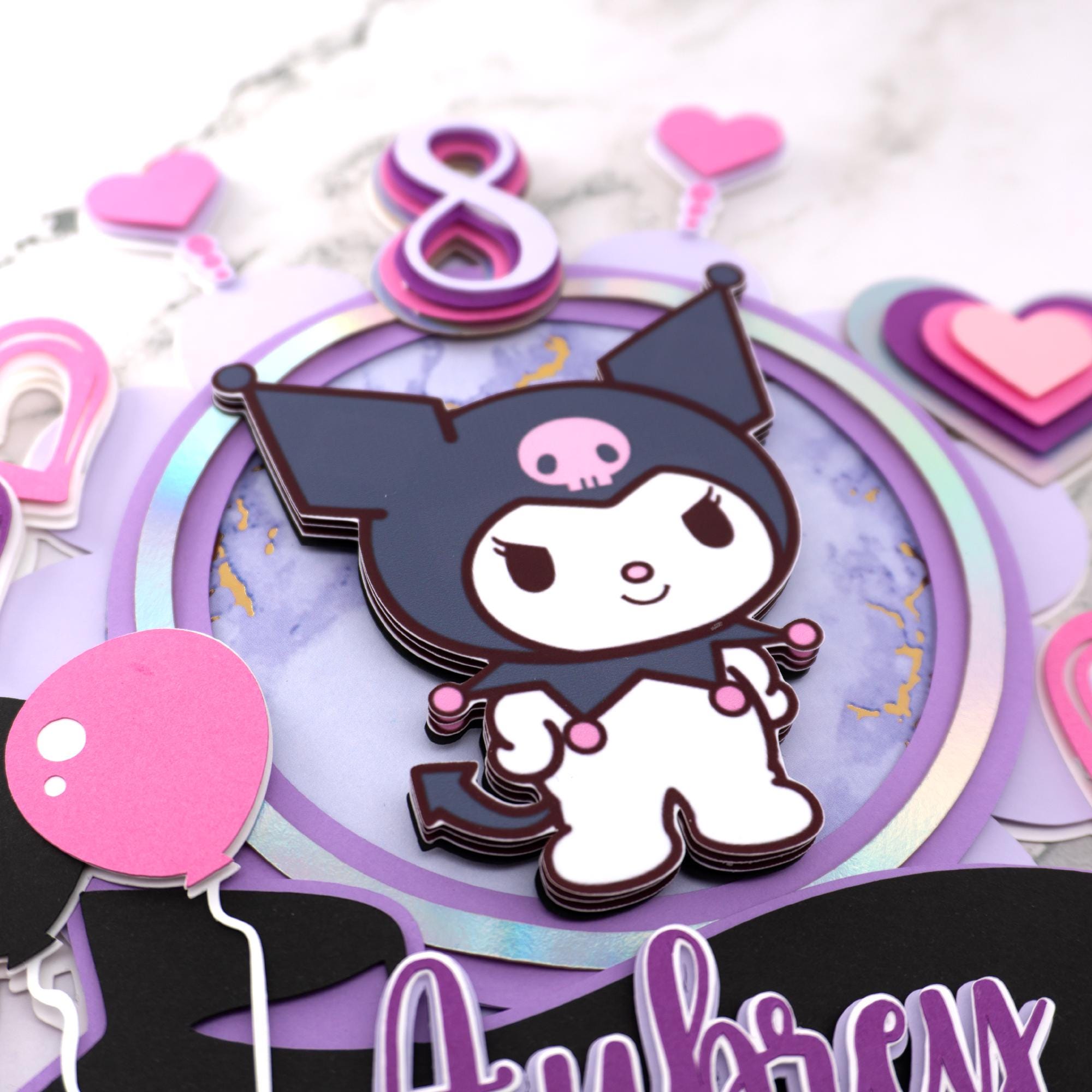 Custom Kuromi Cake Topper Any Name and Age Kuromi Topper Cupcake Topper ...