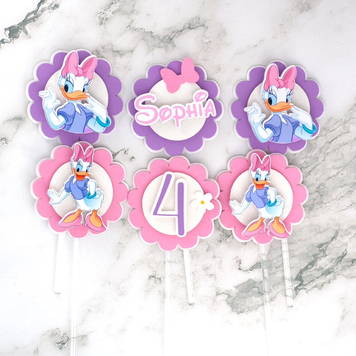 Daisy Inspired Cupcake Toppers: Personalized Birthday Party Decor (set ...