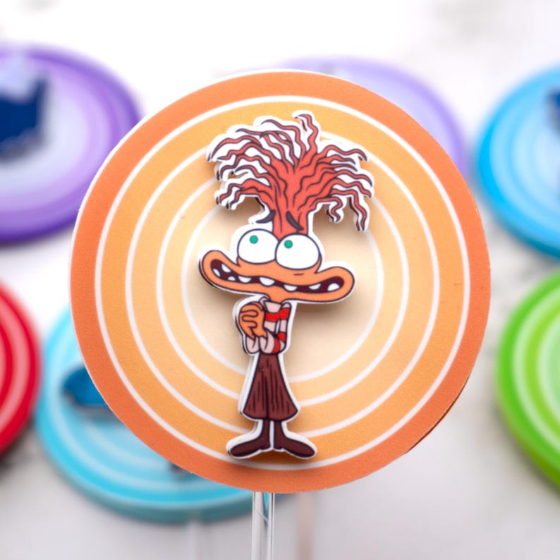 Inside Out 2 Cupcake Toppers: 3D Birthday Party Decorations (set of 12 ...