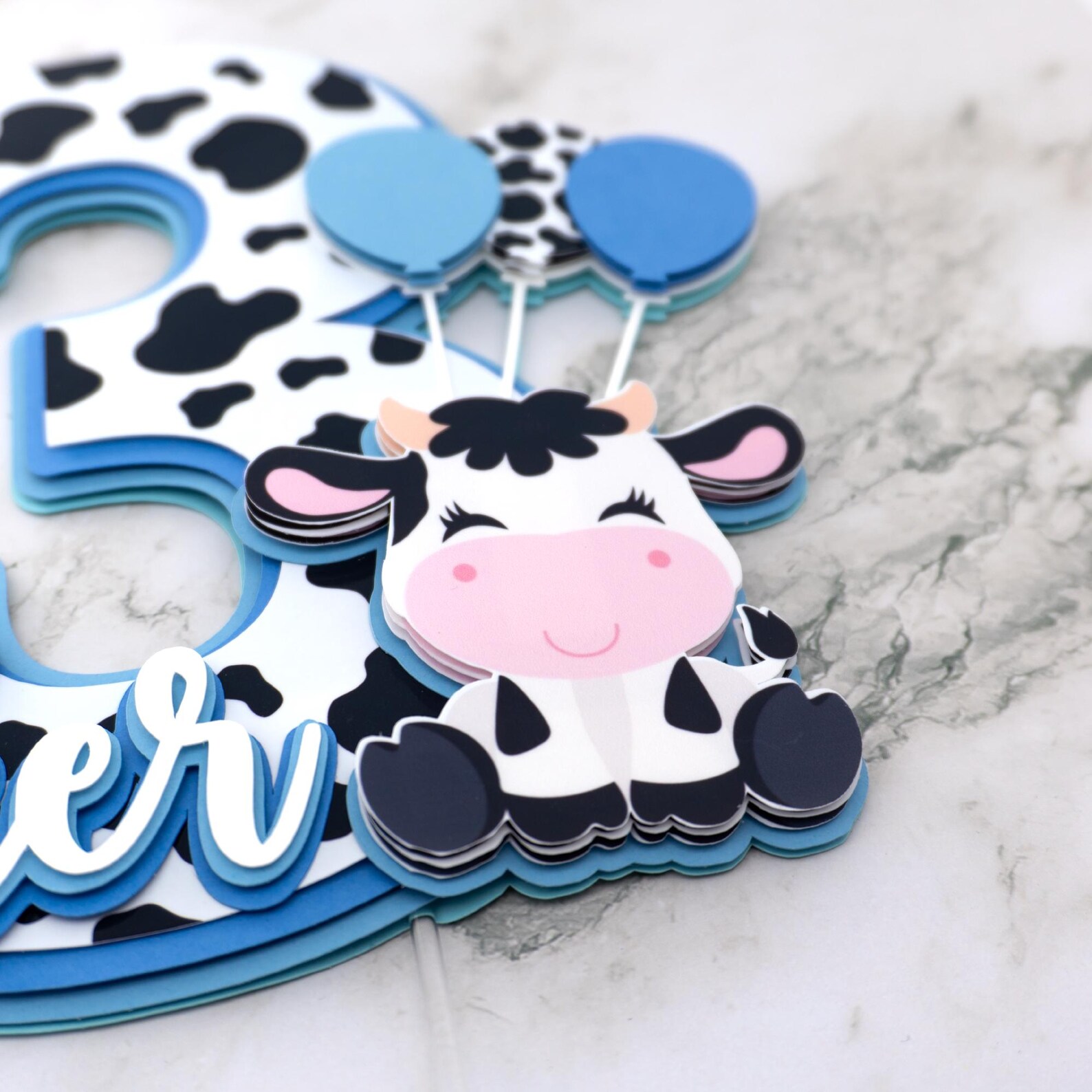 Personalized Cow Cake Topper: Farm Birthday Party Decor - Etsy