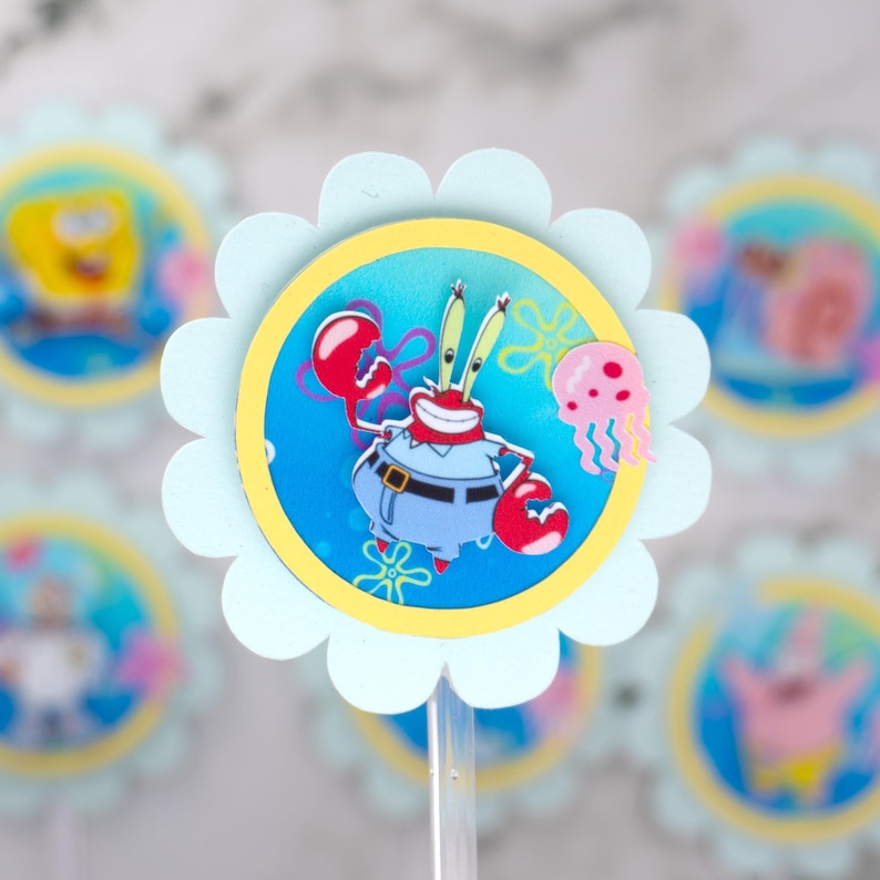 Spongebob Cupcake Toppers set of 12 3D Spongebob Squarepants Party ...