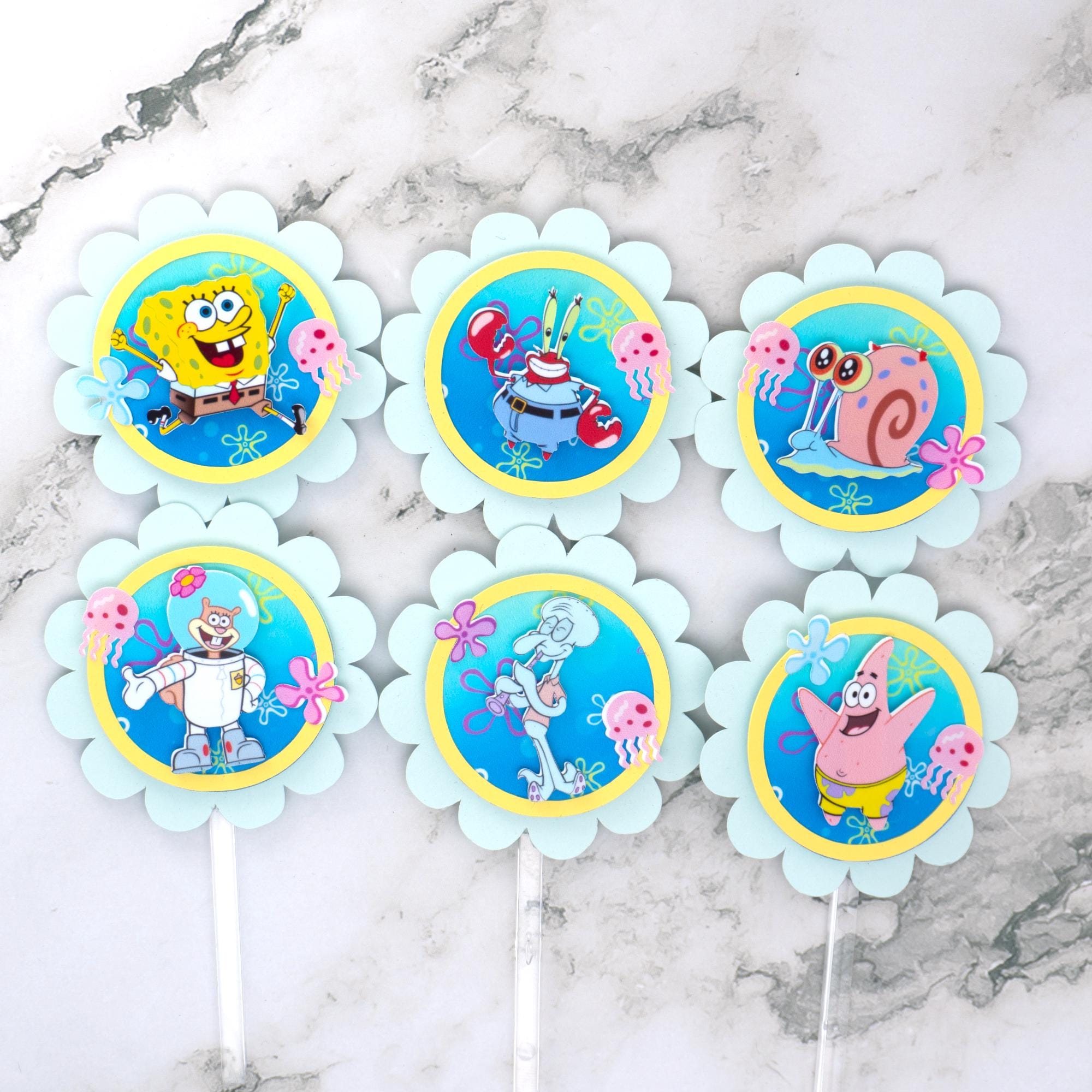 Spongebob Cupcake Toppers set of 12 3D Spongebob Squarepants Party ...