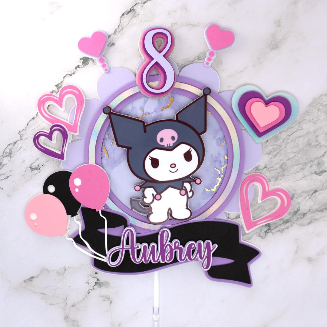 Custom Kuromi Cake Topper - Any Name and Age - Kuromi Topper - Cupcake ...
