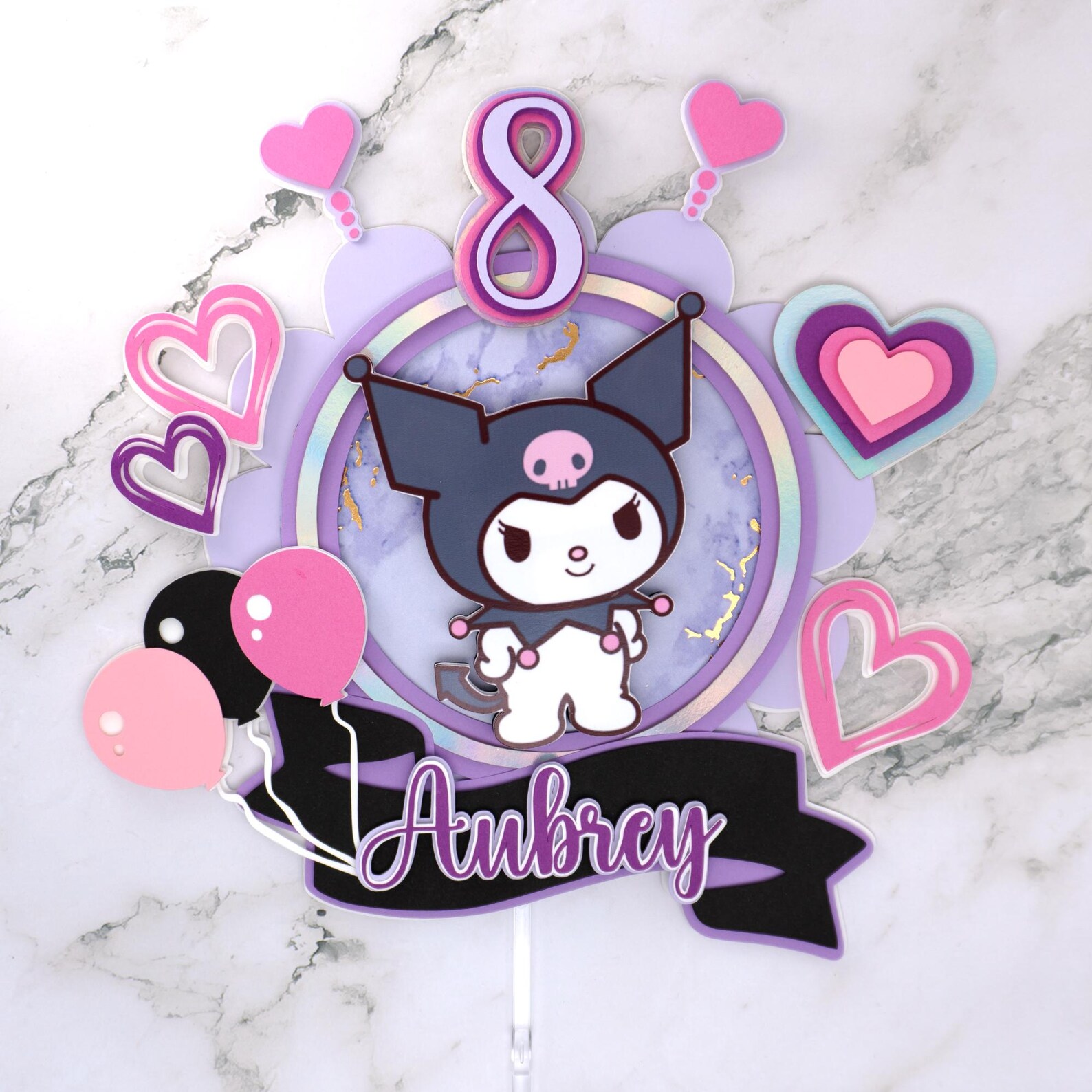 Custom Kuromi Cake Topper - Any Name and Age - Kuromi Topper - Cupcake ...