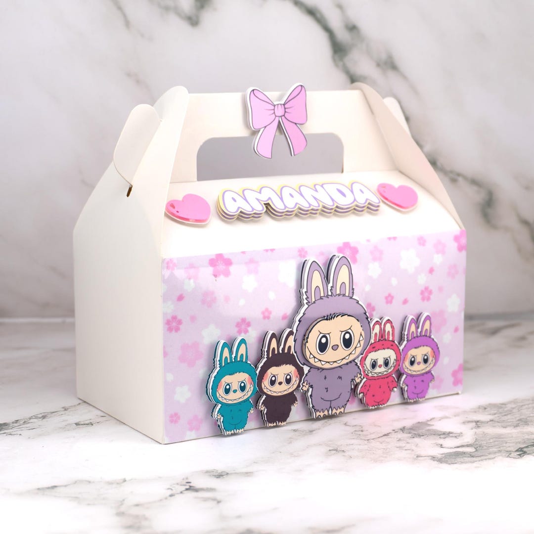 Cute Labu Monster Party Favor Boxes - Custom Names - 3D Party ...