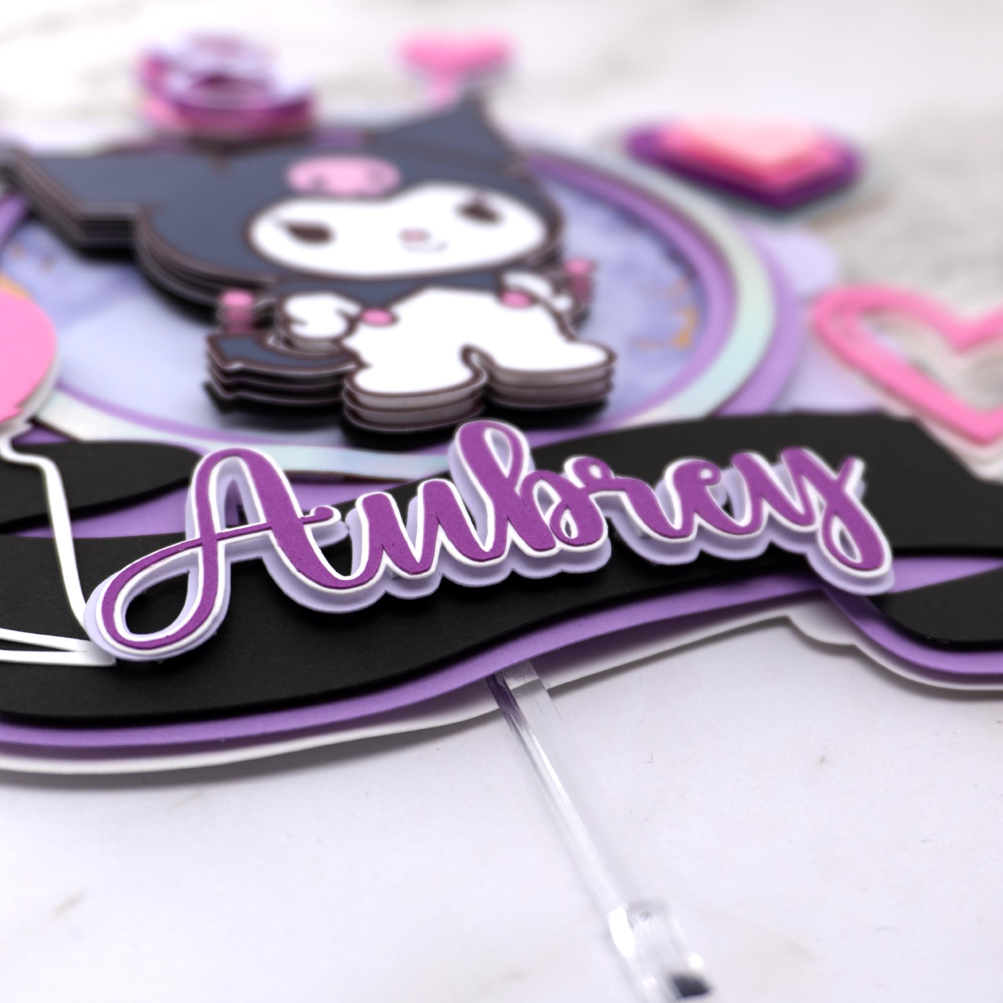 Custom Kuromi Cake Topper Any Name and Age Kuromi Topper Cupcake Topper ...