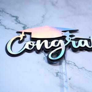 Congrats Cake Topper - Personalized Color - Graduation, Wedding, or ...