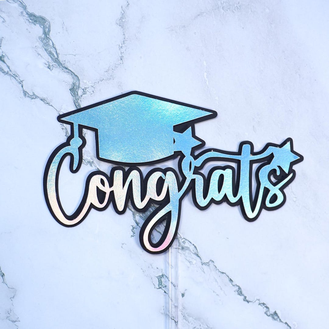Congrats Cake Topper - Personalized Color - Graduation, Wedding, or ...