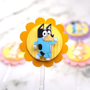 Blue Dog Birthday Cupcake Toppers: Personalized 3D Party Decor - Set of ...