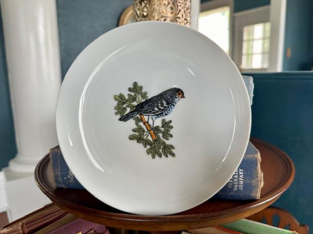 Vintage Fitz and Floyd Bluebird Plate, 1970's FF Blue Bird Perched on ...