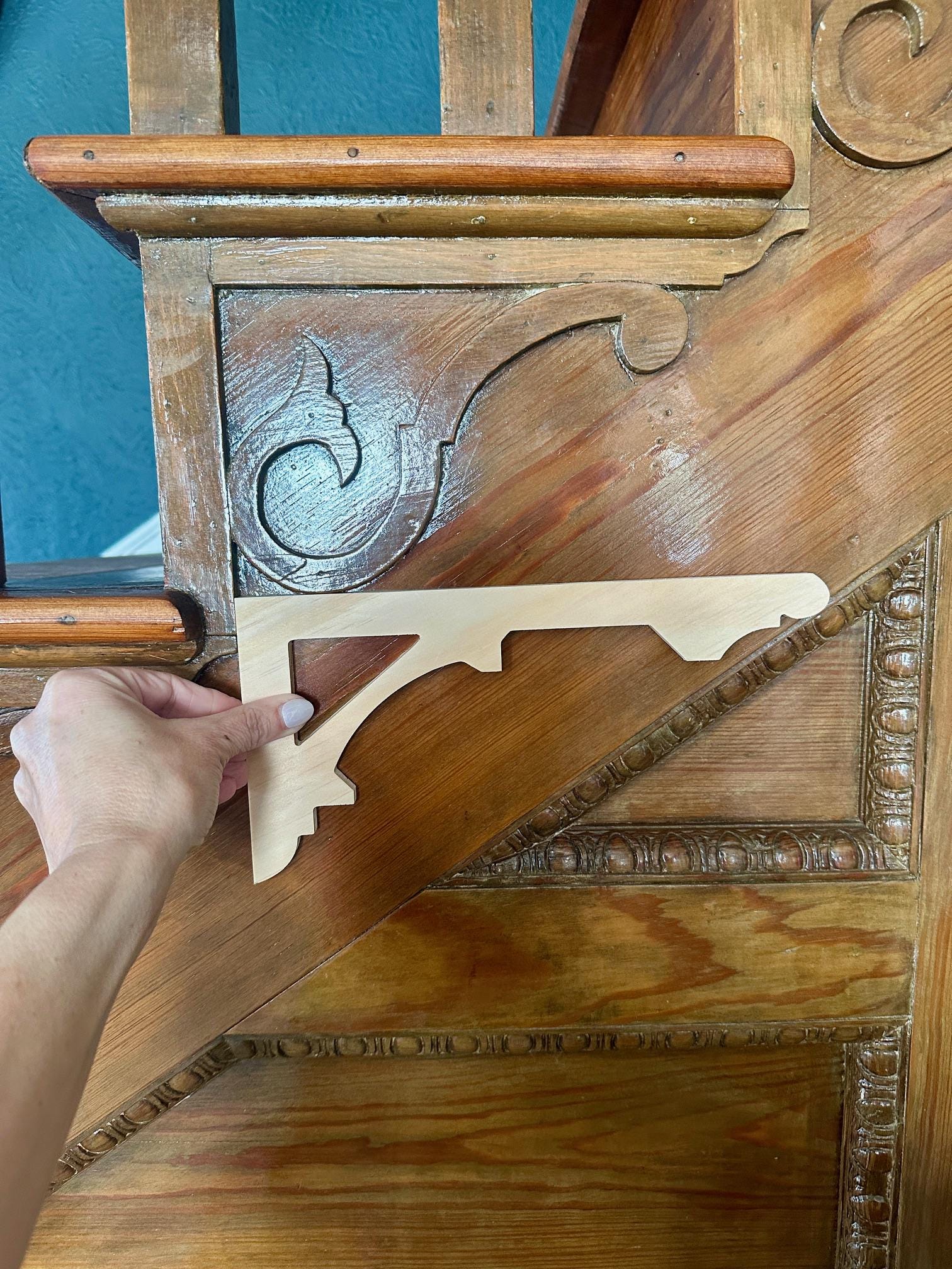Complete Set of Decorative Key Stair Riser Brackets, Real Wood Trim ...