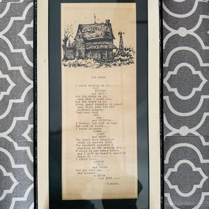 Vintage Framed old House Poem With Ink Illustration of Old Farmhouse by ...