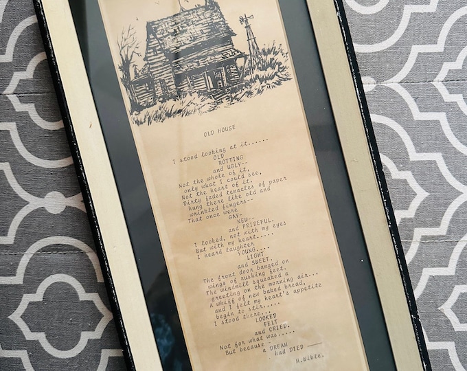 Vintage Framed "old House" Poem With Ink Illustration of Old Farmhouse ...