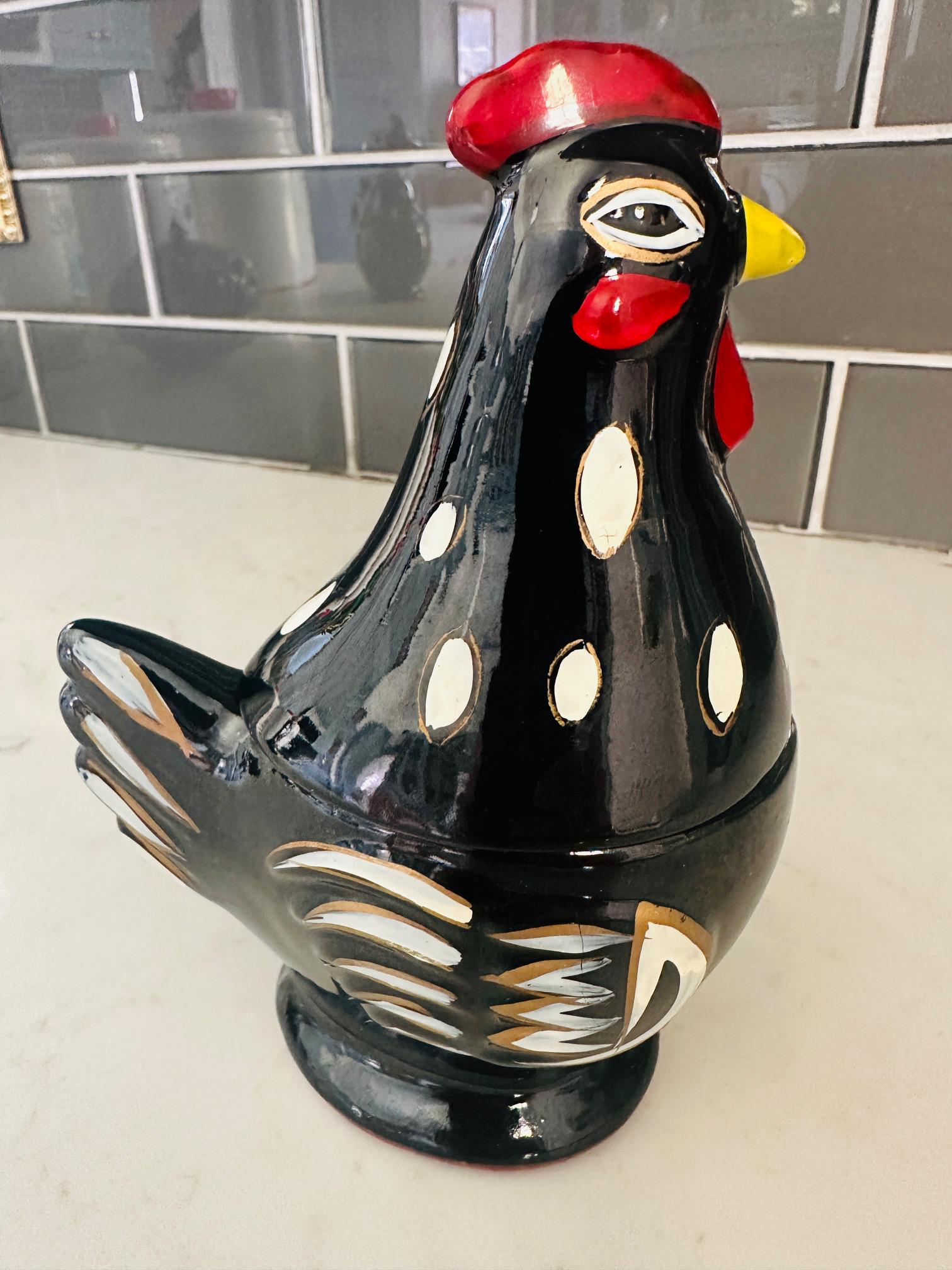 Vintage Chicken Tea Set Redware Chicken Teapot W Rooster Creamer, Sugar ...