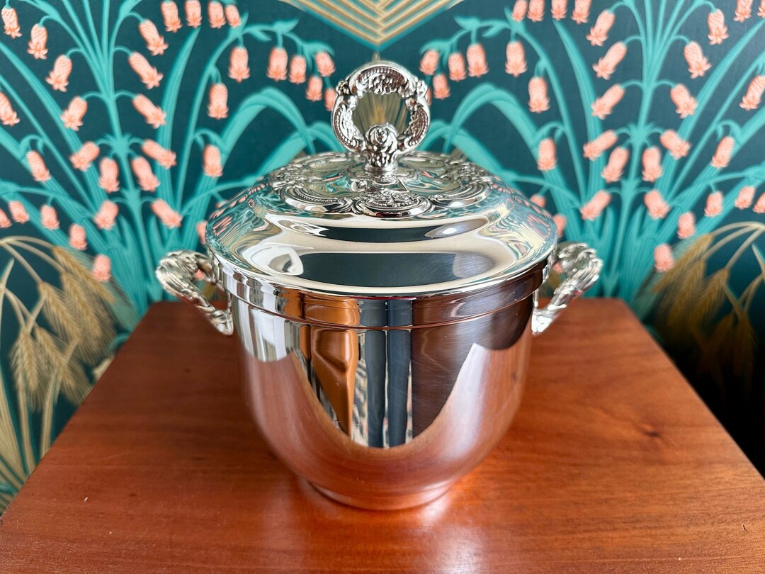 Vintage Silver Plated Ice Bucket Made by Oneida, USA Circa 1950, Rose ...