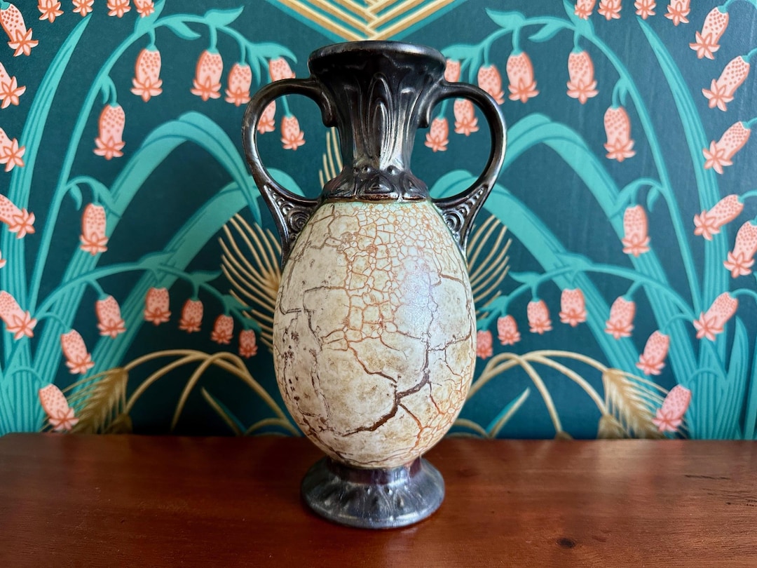 Vintage Vase Ditmar Urbach Czech Pottery Circa 1930 in Art Deco Marble ...