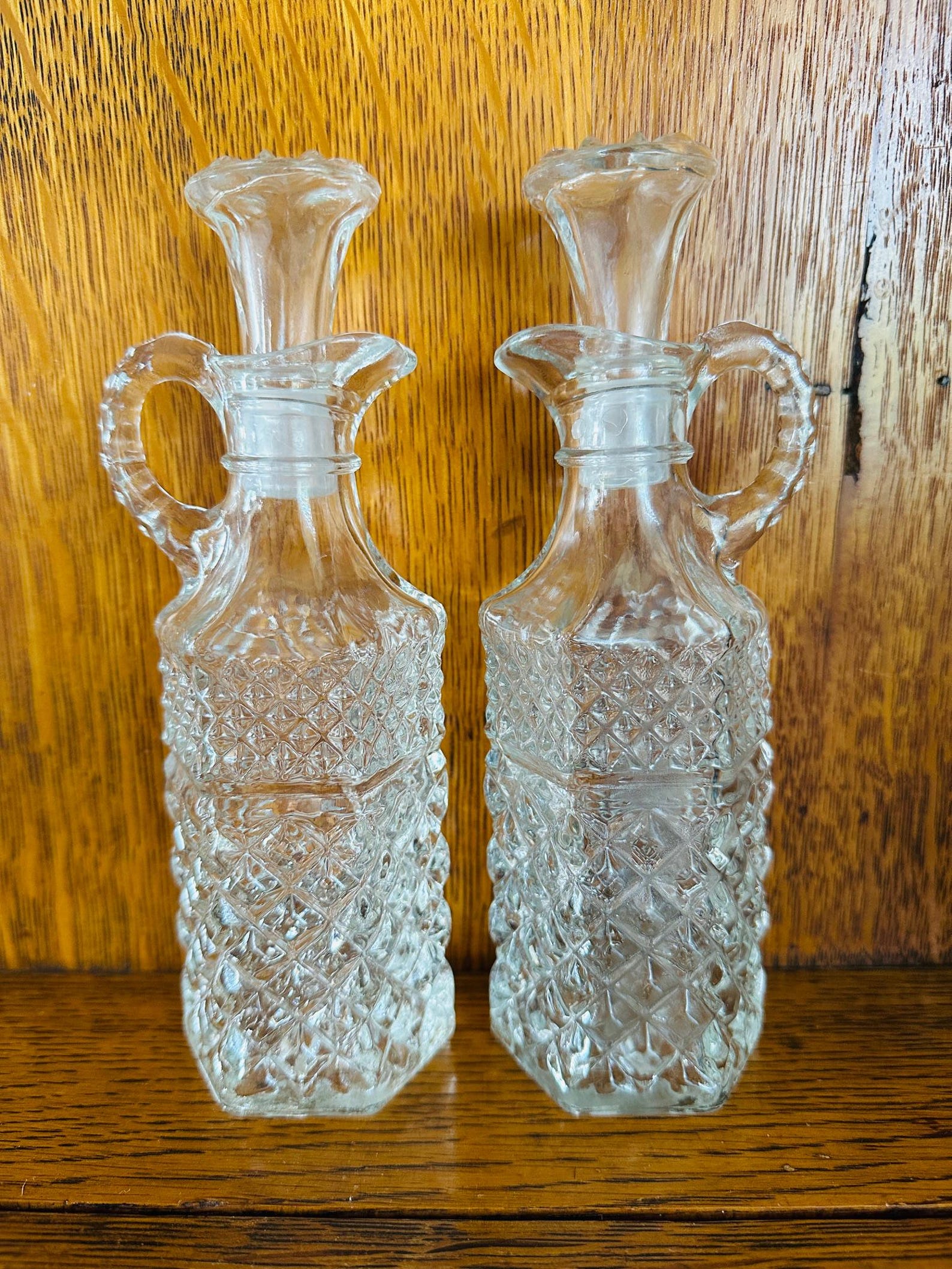 Vintage Anchor Hocking Wexford Diamond Cut Accessory Pieces With Cruet ...