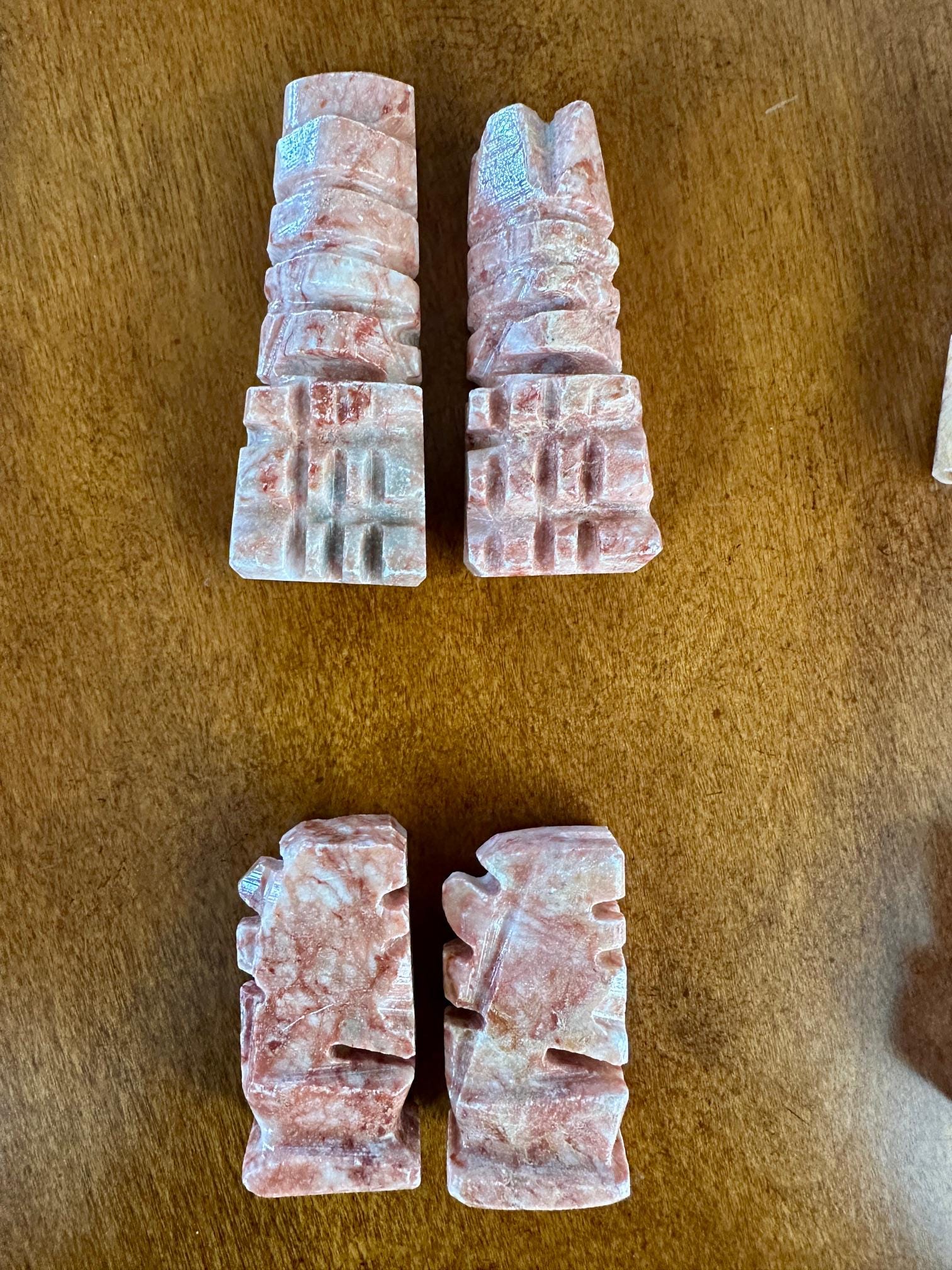 Vintage Chess Pieces in Pink Marble & Black Onyx Stone, Replacement ...