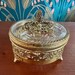 Vintage Gold Hollywood Regency Style Powder Puff Holder With Fleur De ...