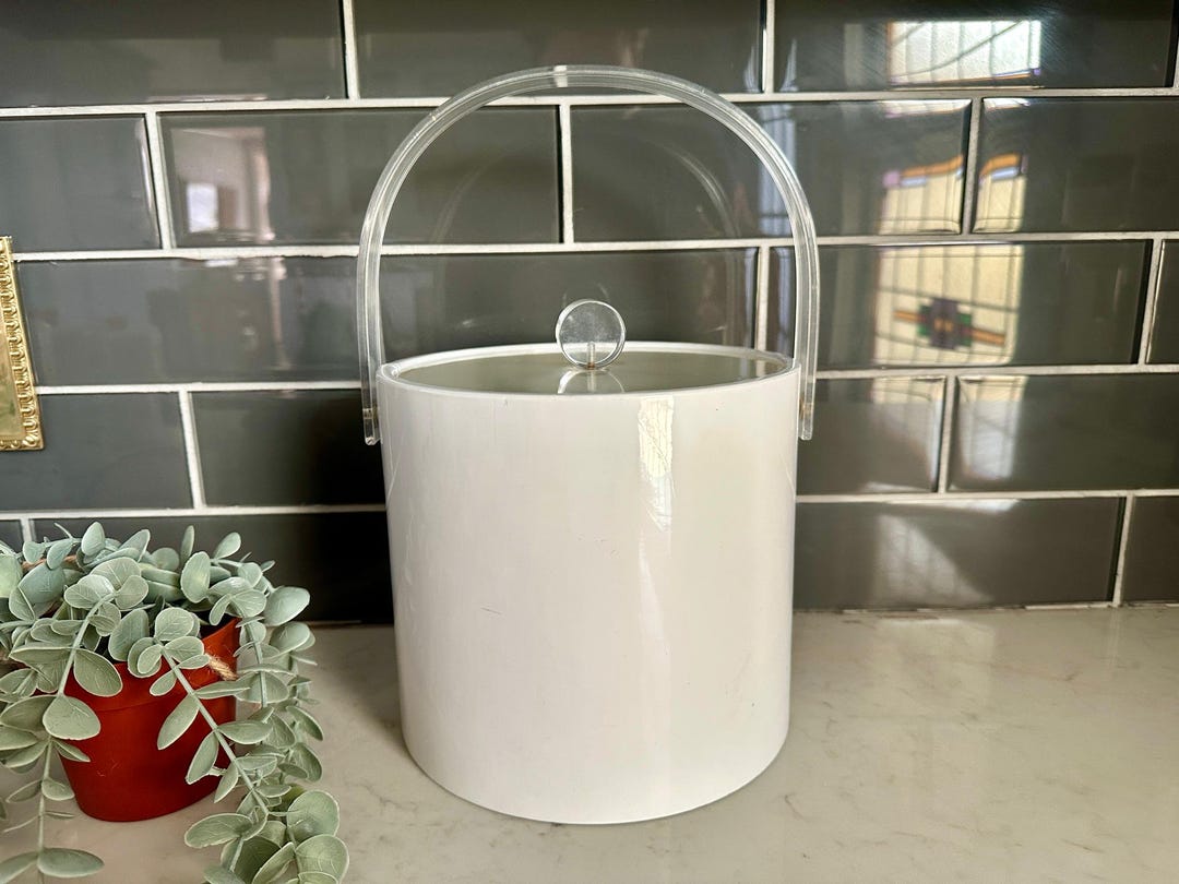 Vintage White Ice Bucket, 1970s Ice Bucket With Lid, MCM for ...